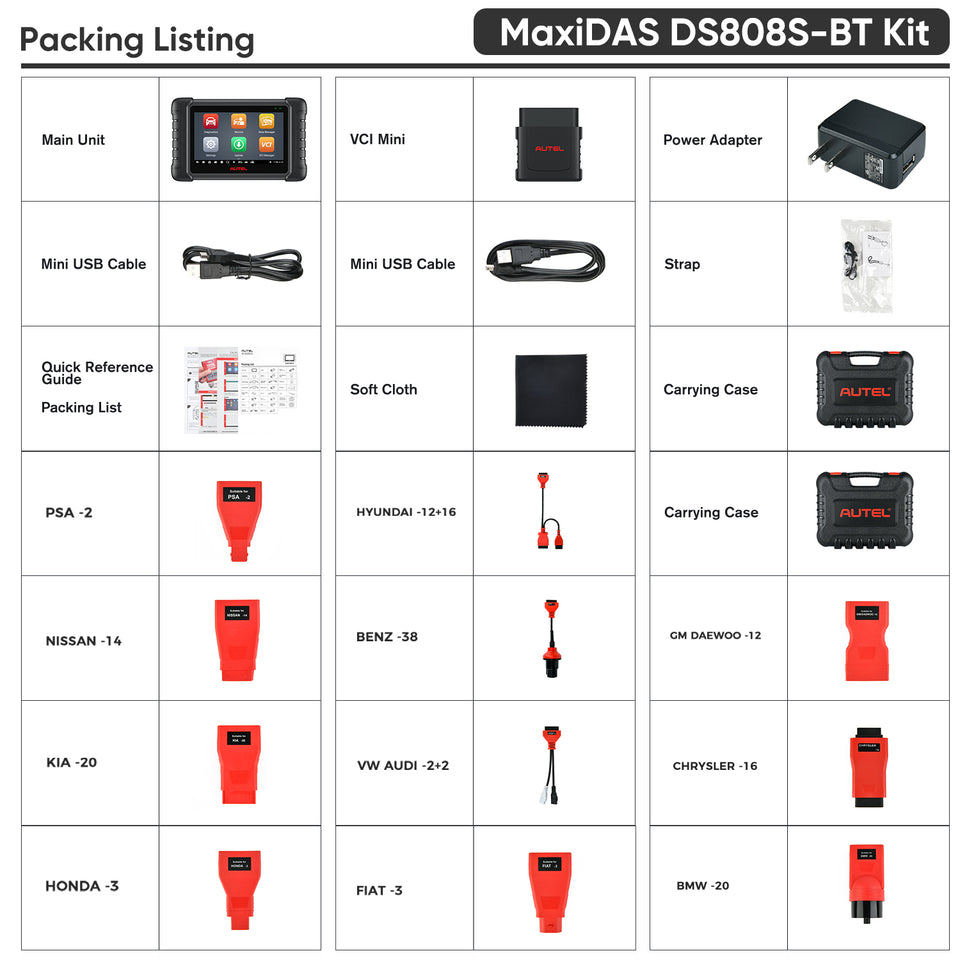 Buy: Autel MaxiDAS DS808S-BT Kit All System Diagnostic with ECU Coding ...