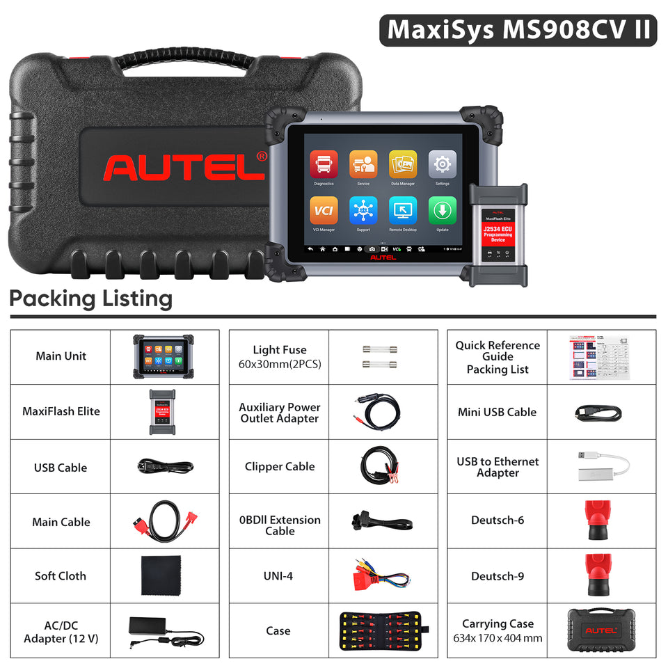 Buy: Autel MaxiSYS MS908CV II - Commercial Vehicle HD Diagnostics ...